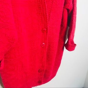 Vintage | Sweaters | Vintage Retro Red Oversized Cable Knit Cardigan ...